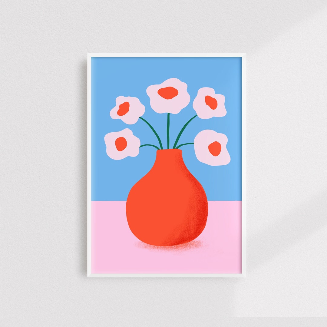 Pink Flower Print: Bright Floral Nursery Decor - Etsy