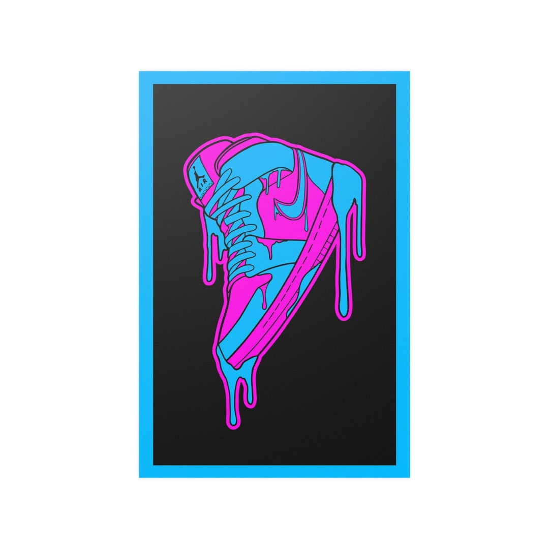 Jordan 1 Drippy Poster Art (blue & Pink) - Etsy