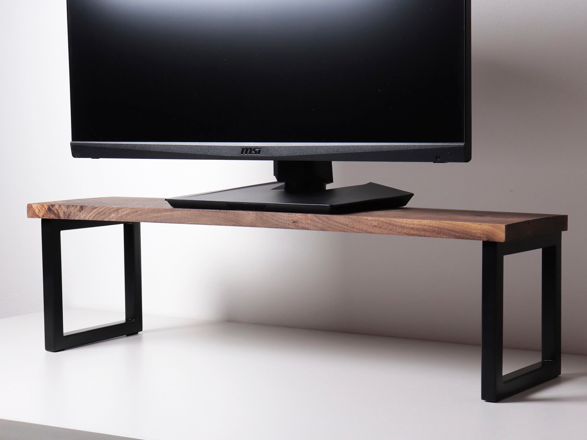 Custom Loft Wood Desk Shelf, Single or Dual Monitor Stand, Home Office ...