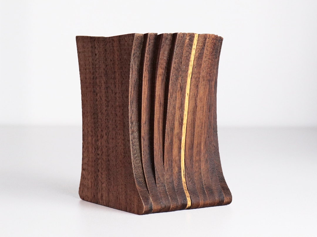 Walnut Pen Holder, Wooden Pencil Cup, Wood Pen Cup, Wooden Desk ...