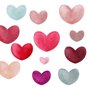 45 Watercolor Heart Bundle for Valentine Love Wedding Card, Clip Art ...