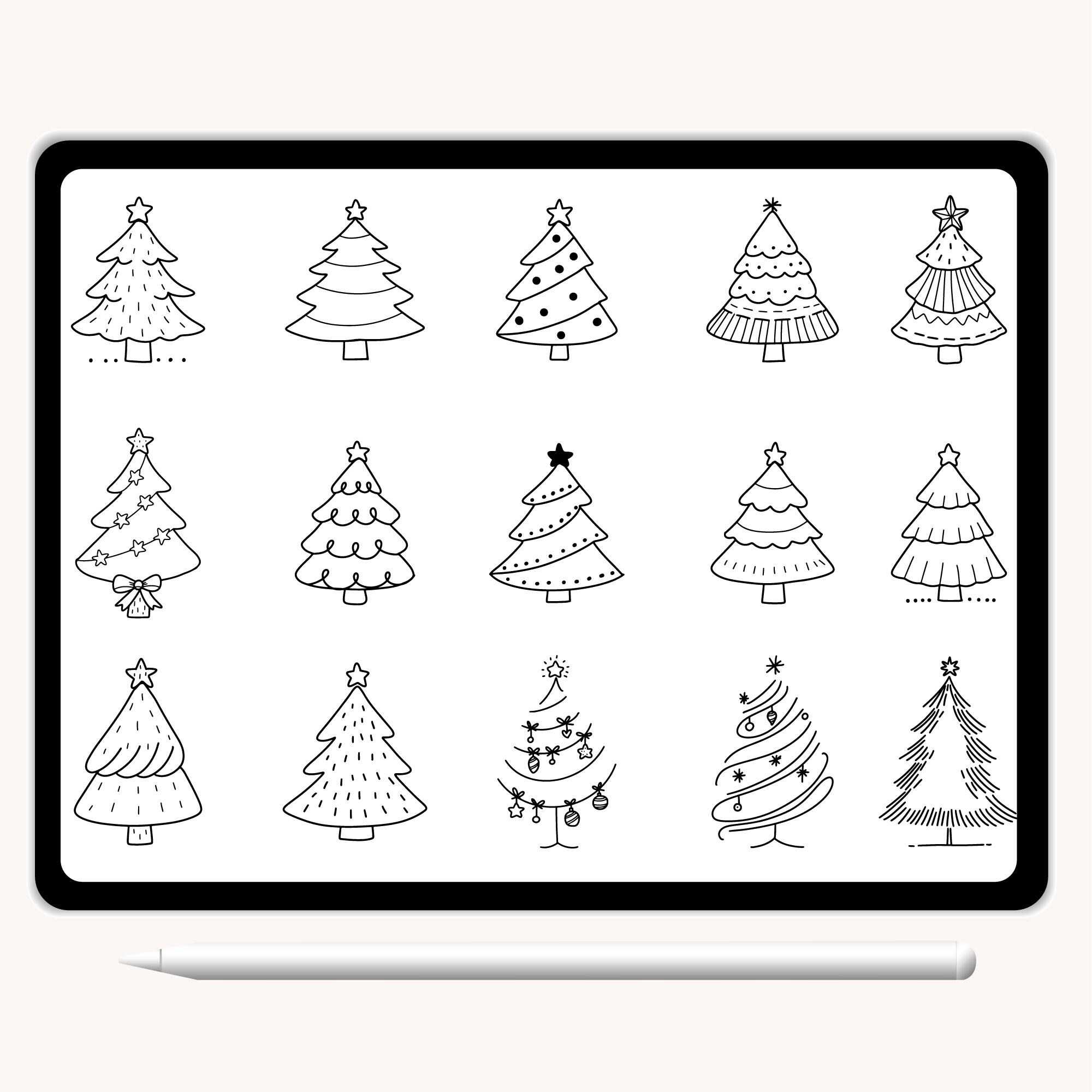 101 Christmas Tree Christmas Procreate Stamps, Christmas Tree Ornaments ...