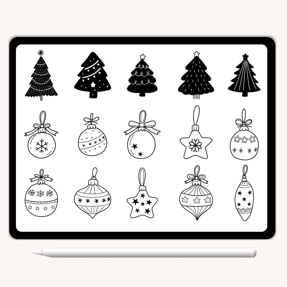 101 Christmas Tree Christmas Procreate Stamps, Christmas Tree Ornaments ...