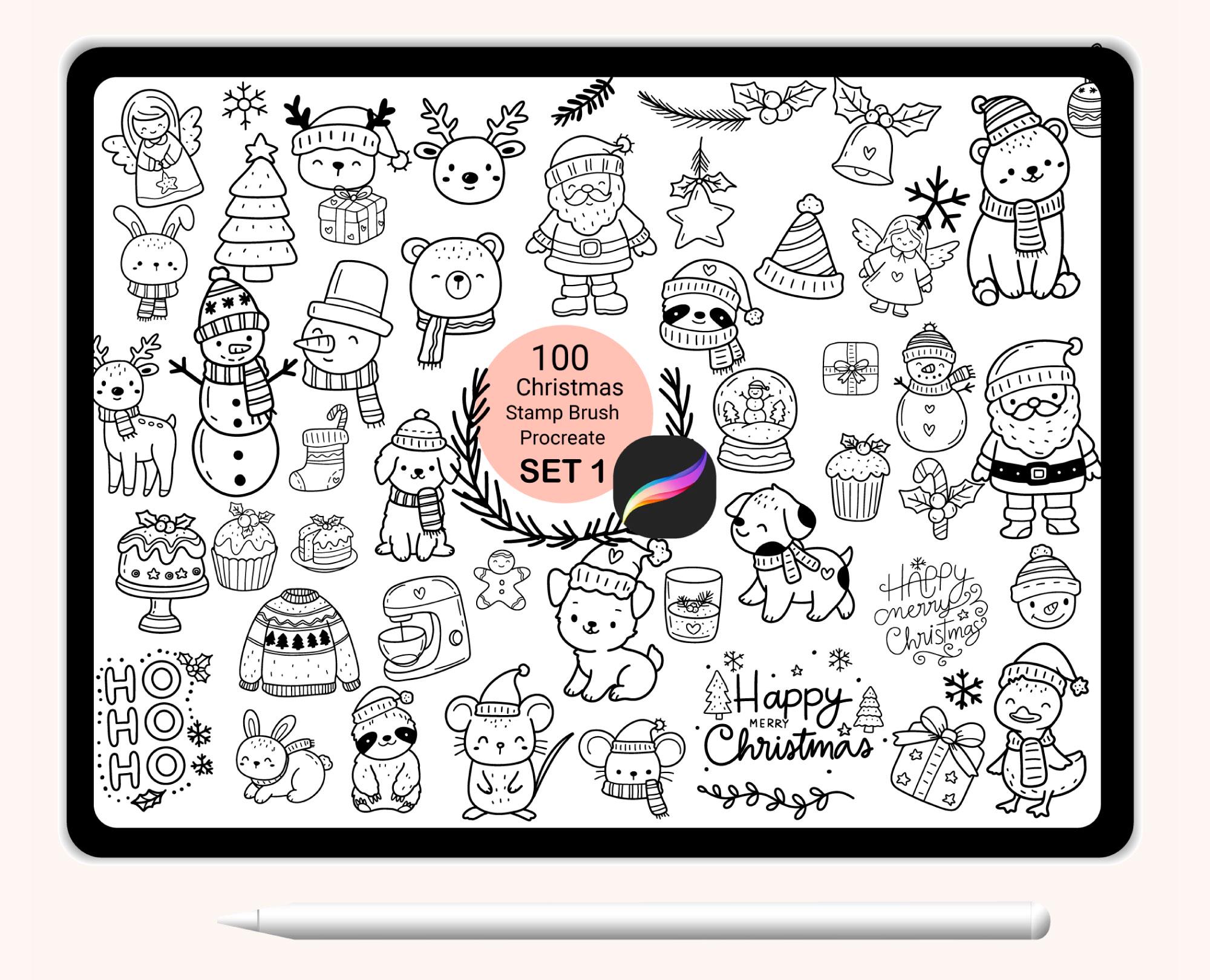 400 Stamp Brush Bundle Christmas Procreate Stamps, Christmas Ornaments ...
