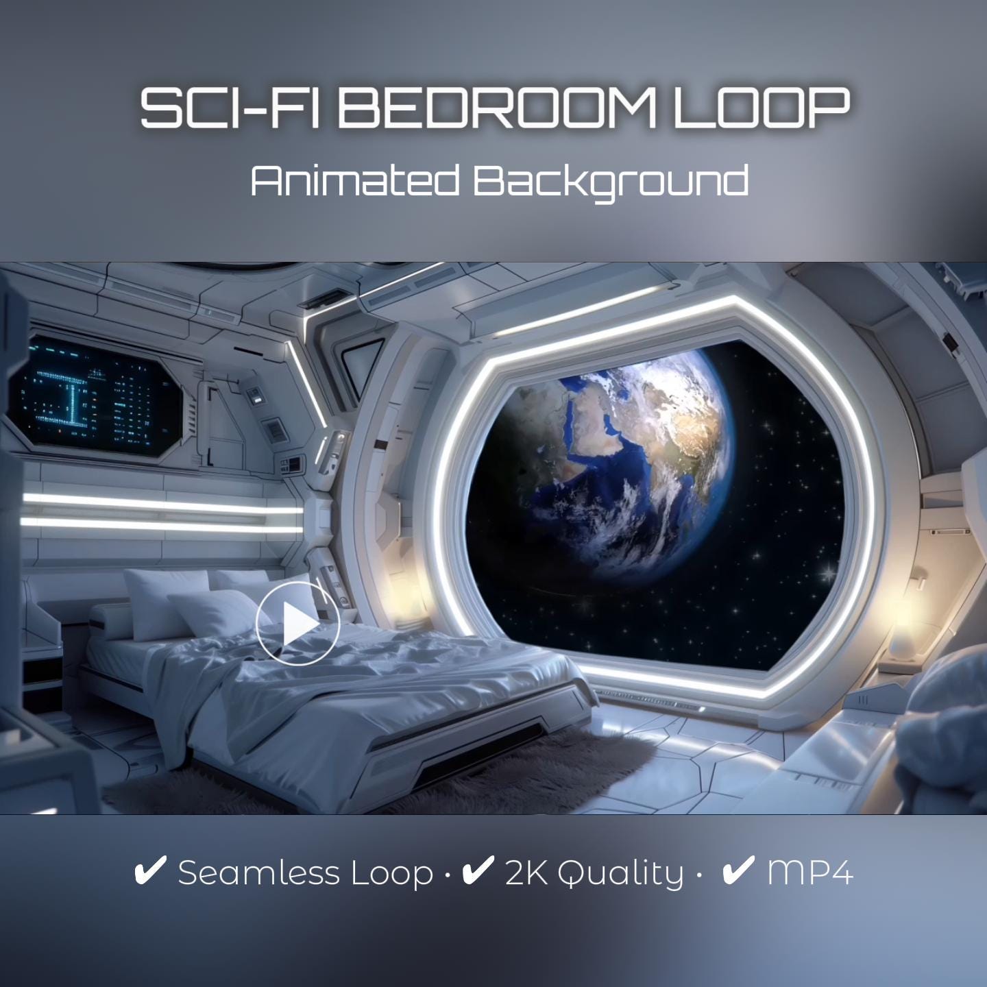 Sci-fi Bedroom Animated Background, Spaceship Interior Loop, Futuristic ...
