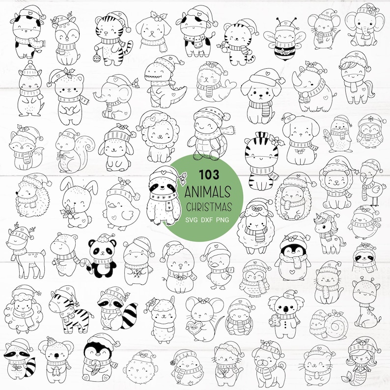 103 Animals Christmas Bundle SVG for Cut File, X Mas, Cat Christmas ...