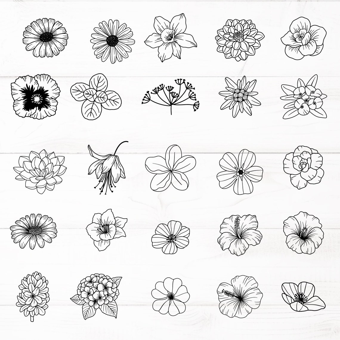 100 Botanical Svg Bundle Wildflower Cut File, Floral,flower Leaf,leaves ...