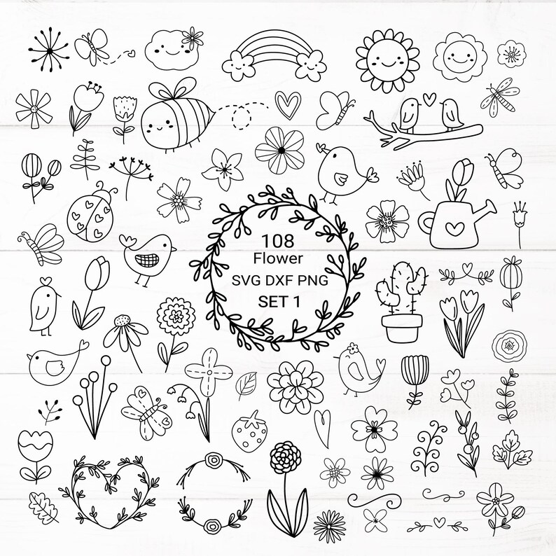 437 Flower Leaf Animal Bundle Svg,cut File, Bird, Flower Nature SVG for ...