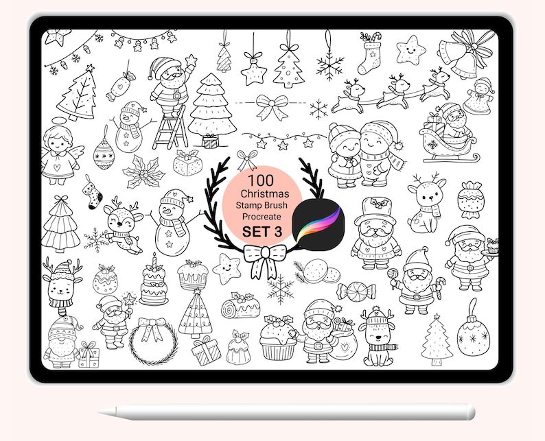 400 Stamp Brush Bundle Christmas Procreate Stamps, Christmas Ornaments ...