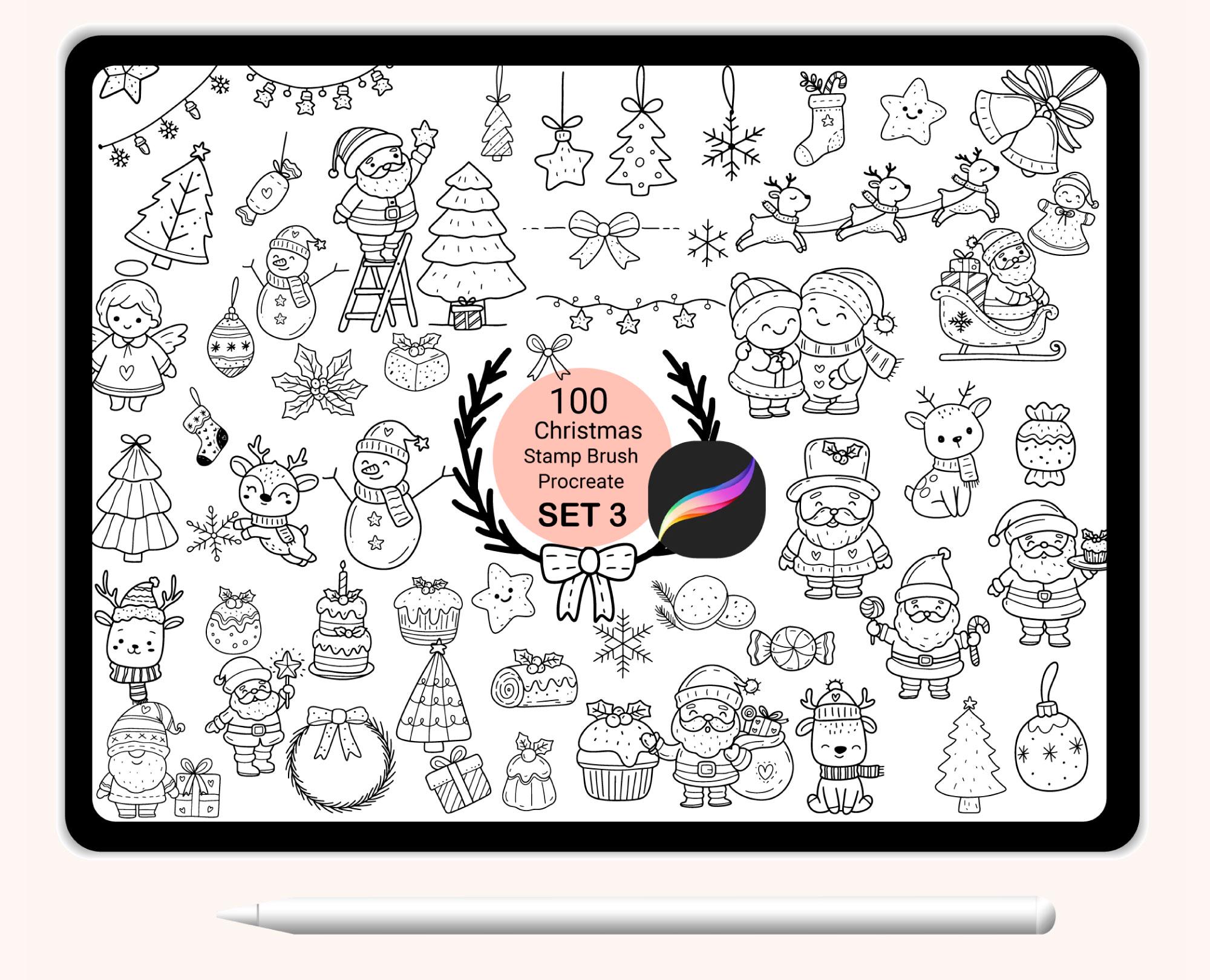 400 Stamp Brush Bundle Christmas Procreate Stamps, Christmas Ornaments ...