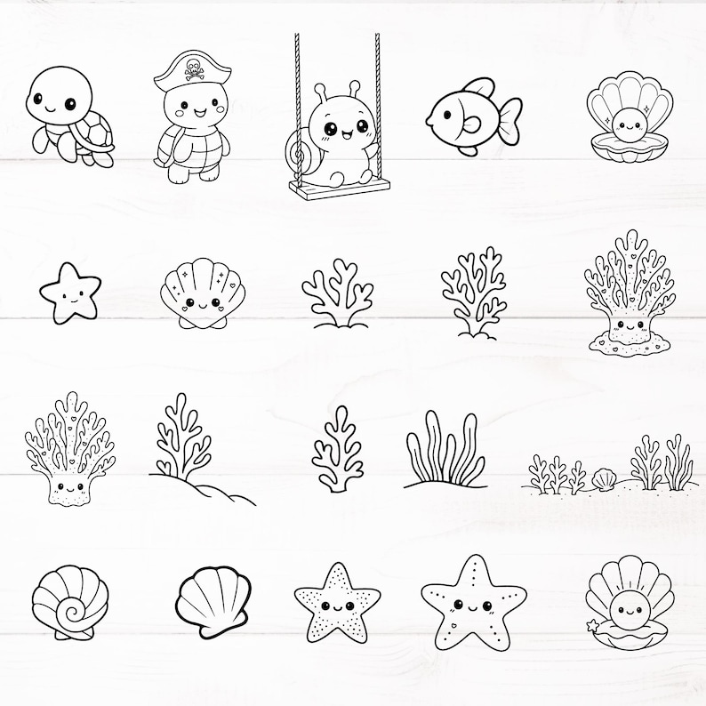 110 Bundle Kawaii Mermaid SVG for Cut File | Mermaid Outline Clipart ...