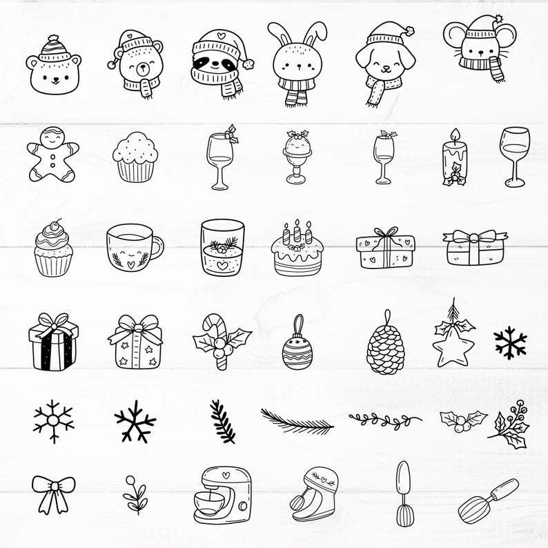 100 Christmas Bundle SVG for Cut File,christmas Tree,ornaments Doodle ...
