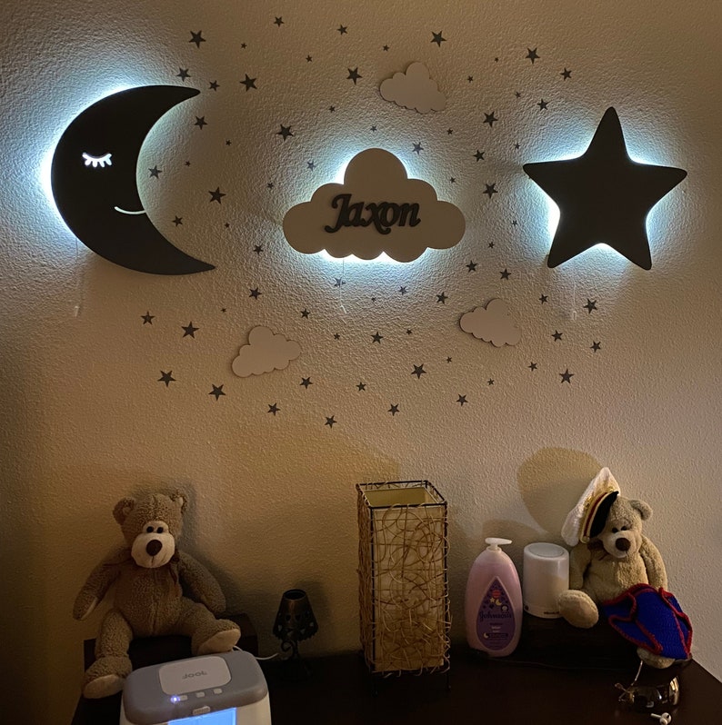 Personalized Cloud Lamp Moon Wall Lamp Star Wall Lamp - Etsy