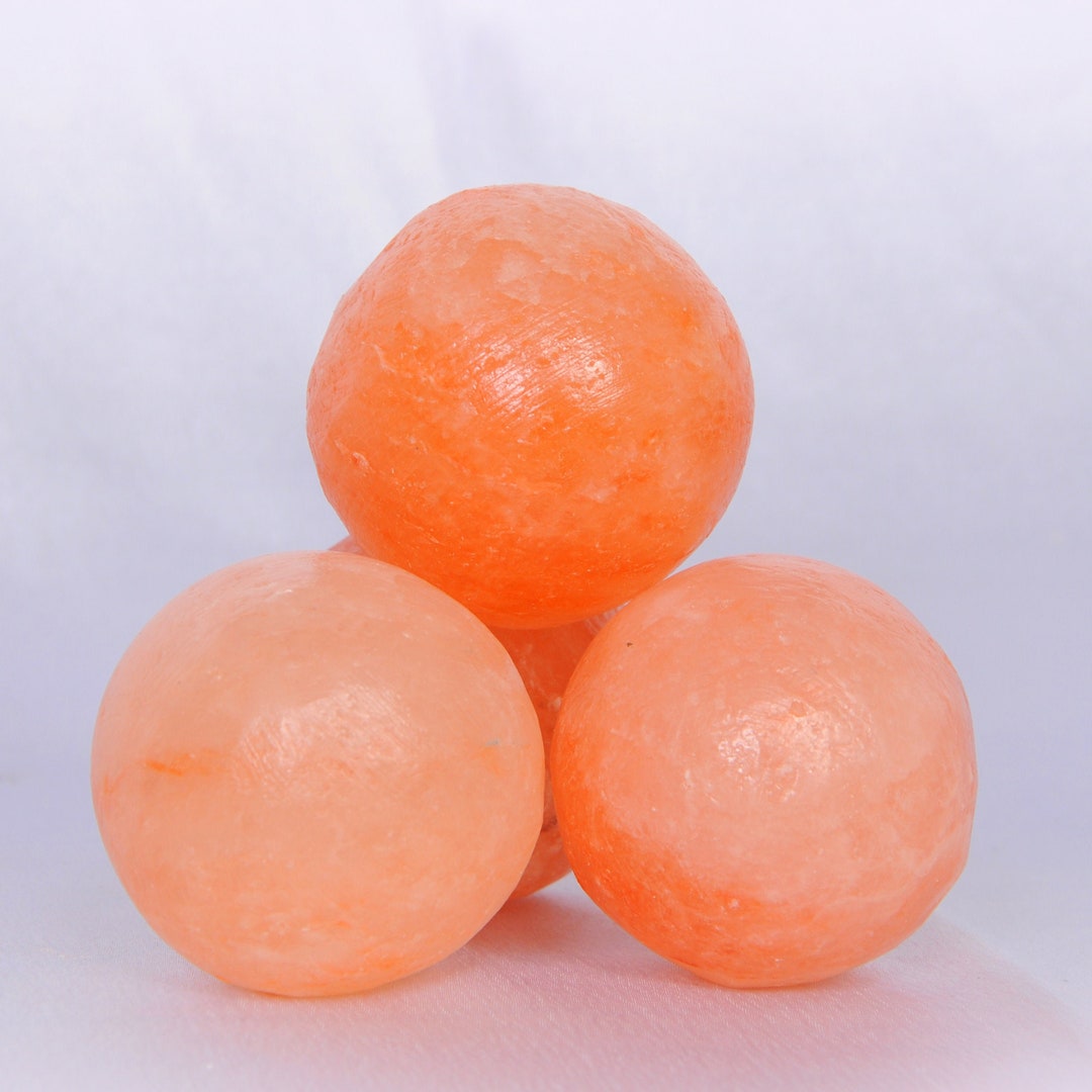 Himalayan Pink Salt Solid Rock Crystal Carved Paperweight - Ball, Hand ...