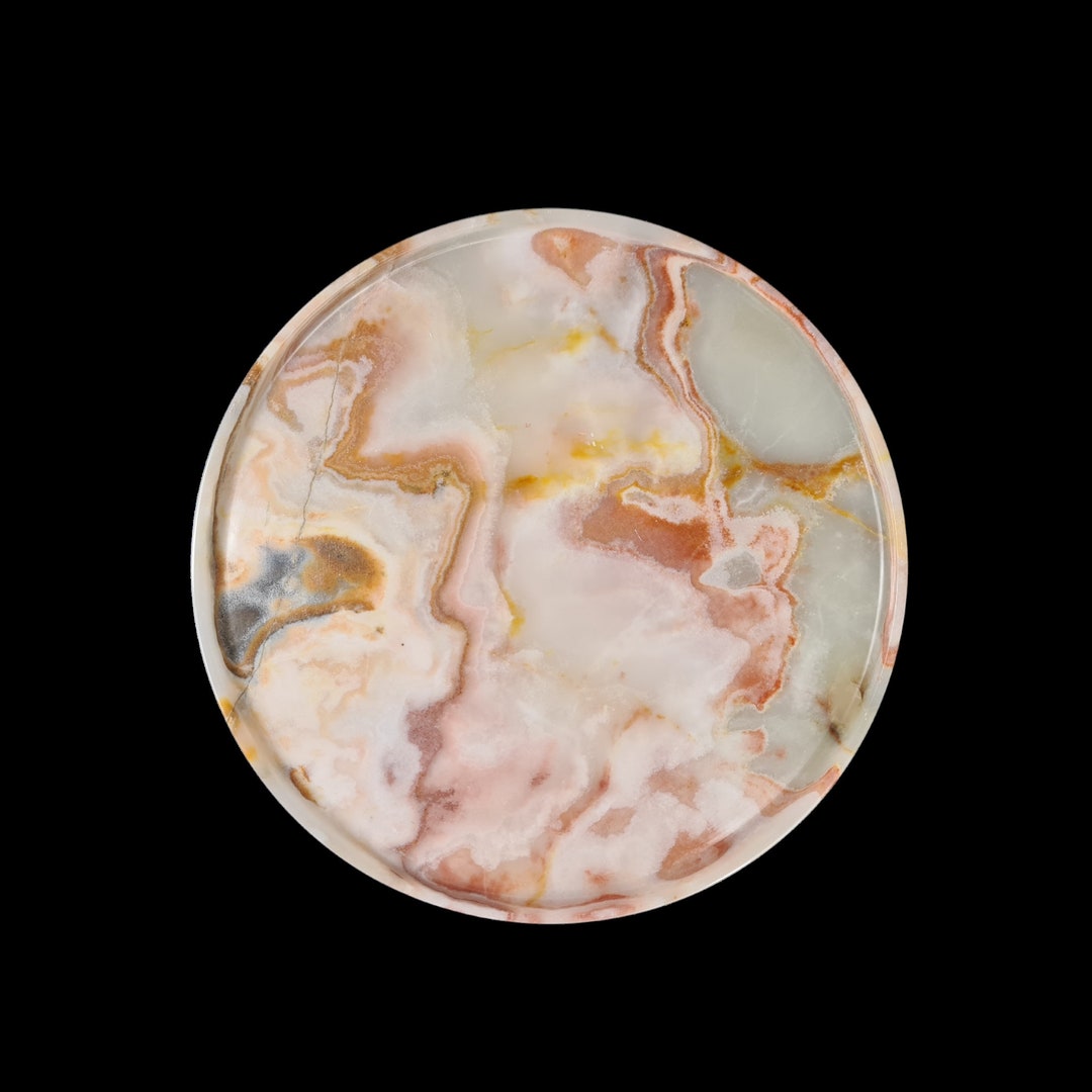 Onyx Crystal Tray - Round 12in, Green Onyx, Hand Crafted, Home Decor ...