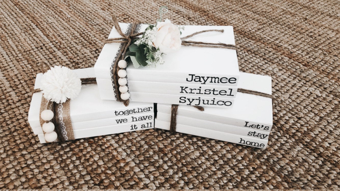 Custom Names/ Family Names Book Stack/personalized Stacked Books/hand ...