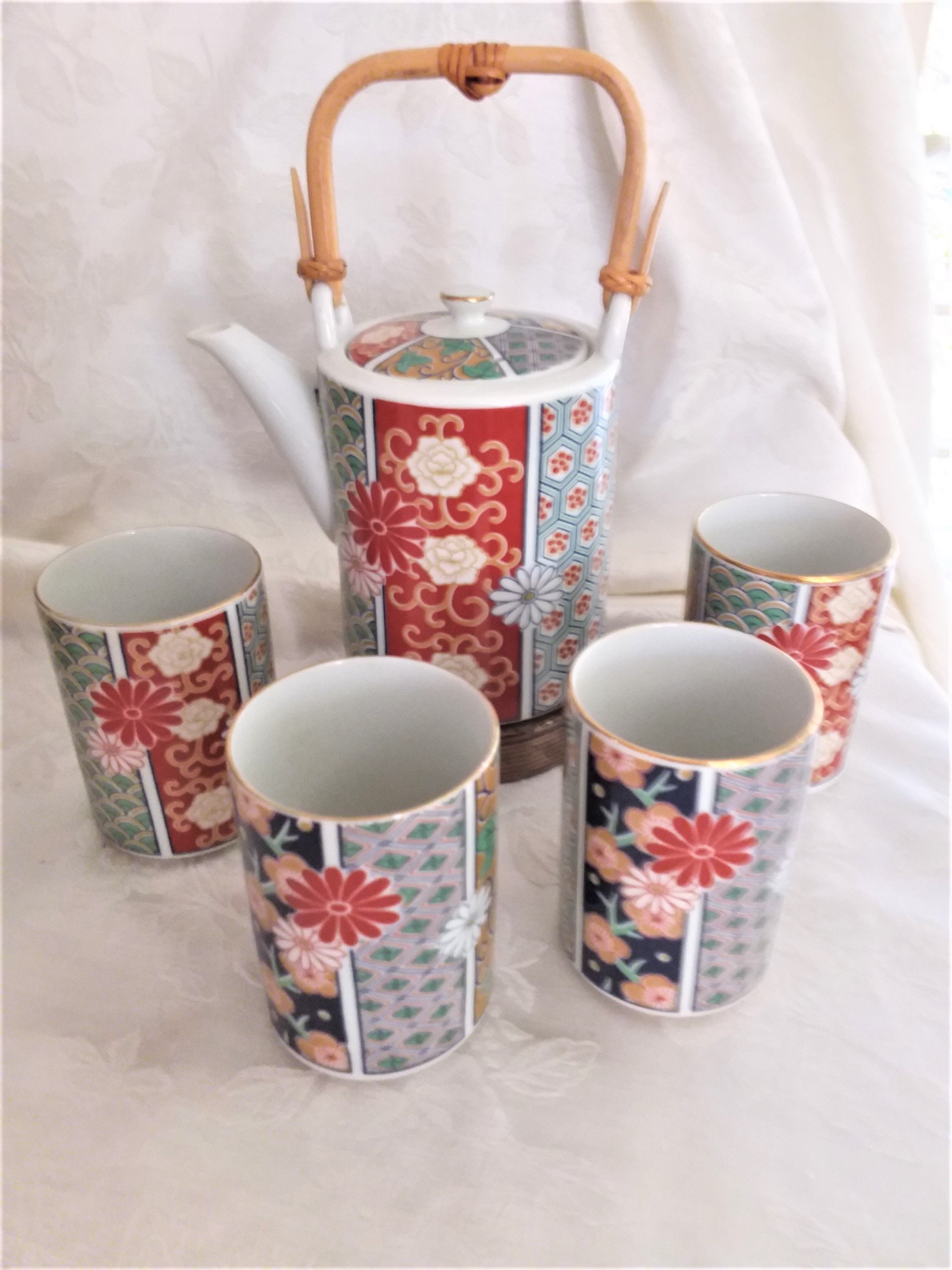 Vintage Arita Japan Imari Reproduction Fan Pattern Porcelain Tea Set - Etsy