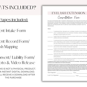 Eyelash Extensions Form Bundle, Client Consent Forms, Client Intake ...
