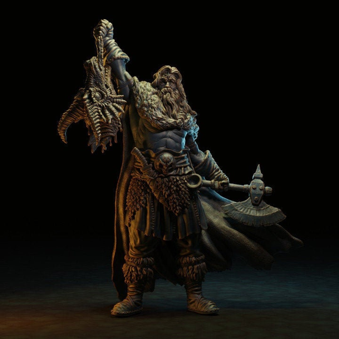 Nordic Warrior Dragon Slayer and Axe Wielder 32mm and 75mm Scale Figure ...