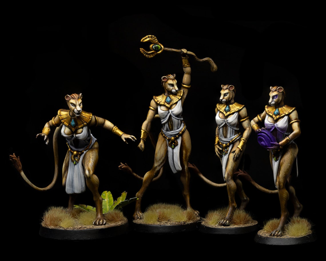 Tabaxi Sorcerer Catfolk Lioness Figurine Egyptian Dnd - Etsy
