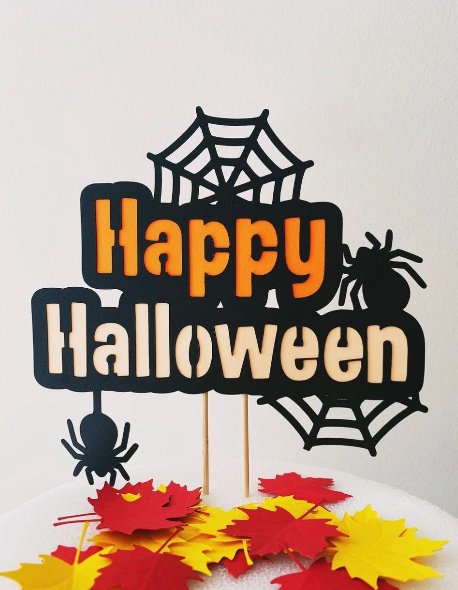 Halloween Cake Topper, Happy Halloween, Halloween Theme Decoration ...