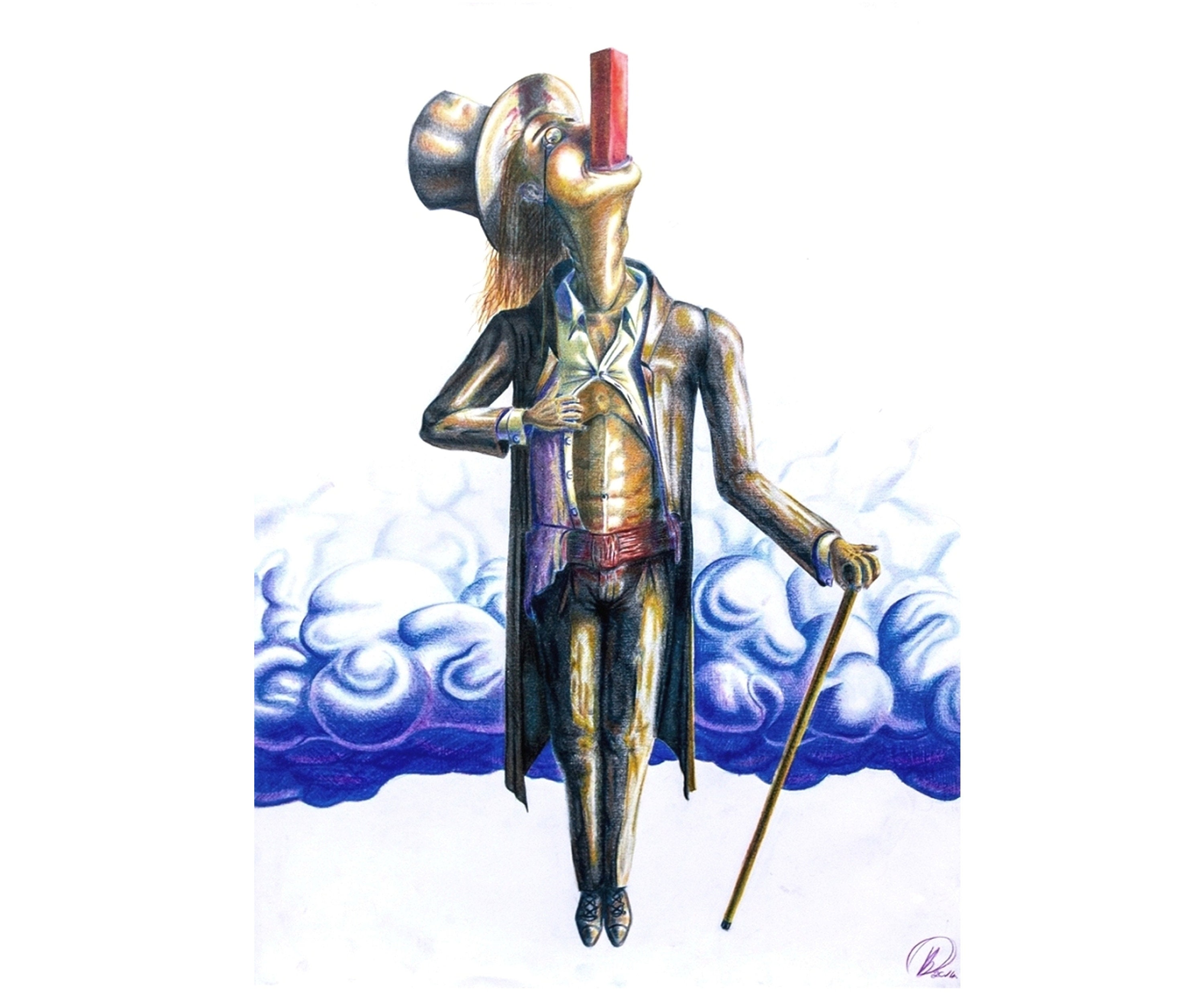 Giclée Print of Original Pencil Drawing, Impaled Poser - Etsy