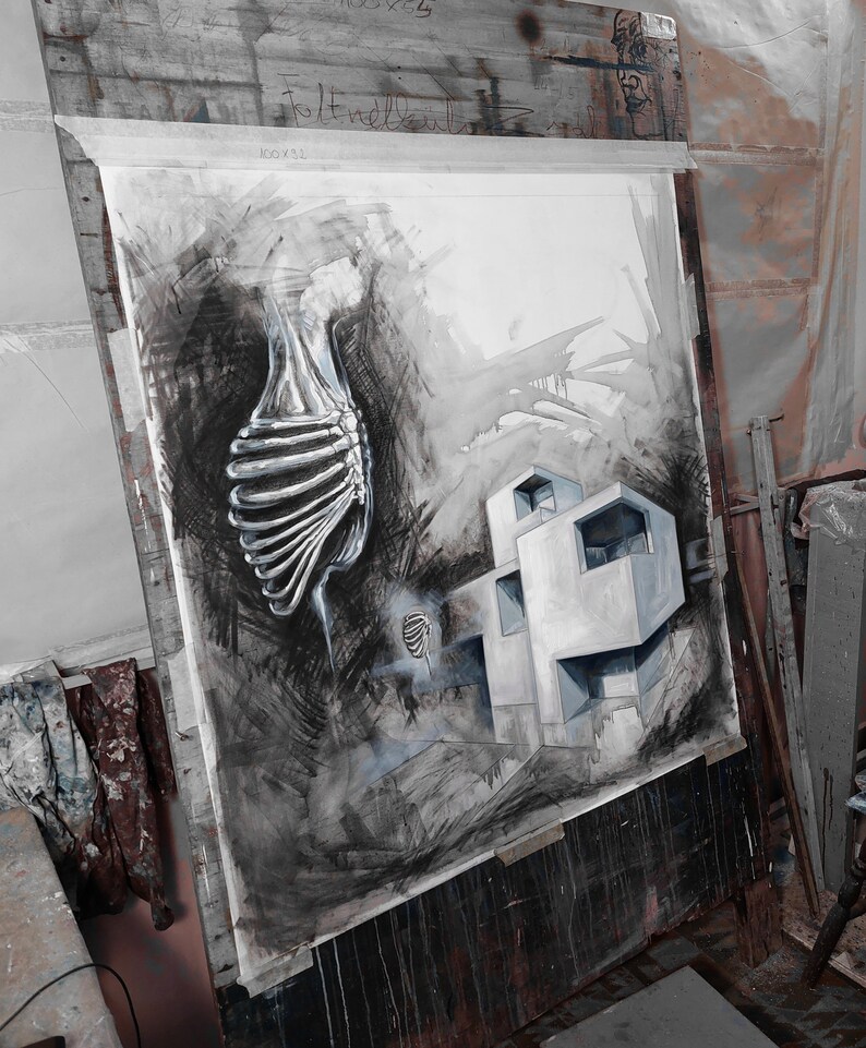 Structure I., Original Oil Painting on Canvas, Surreal Painting ...