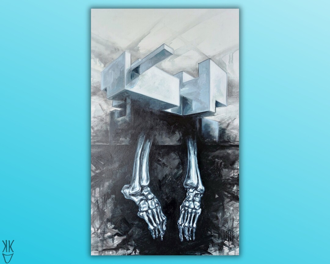 Surreal Oil Painting: Abstract Structure, Hand-painted Canvas Art - Etsy