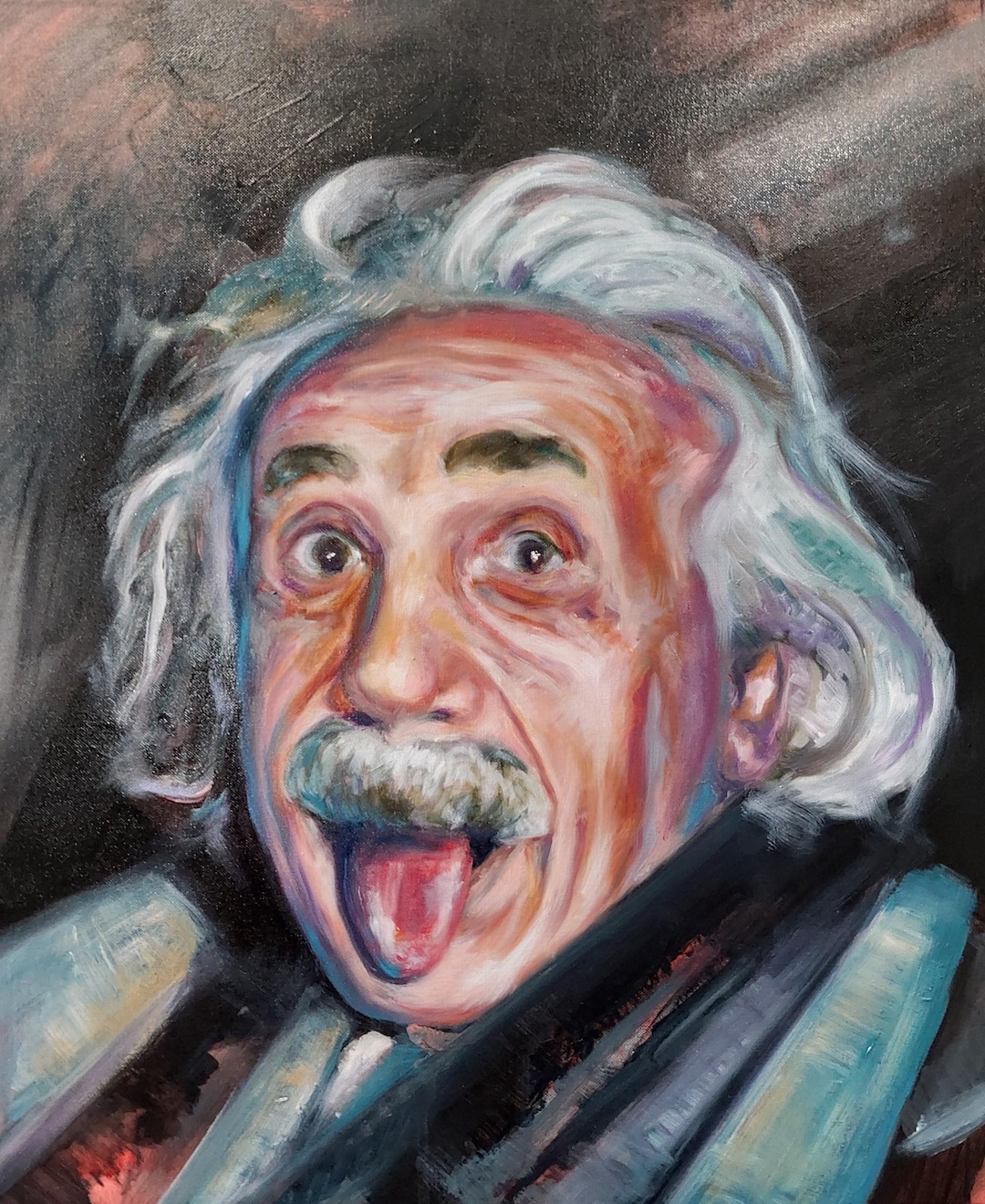 Albert Einstein Portrait - Original Oil Painting, Oil Painting on ...