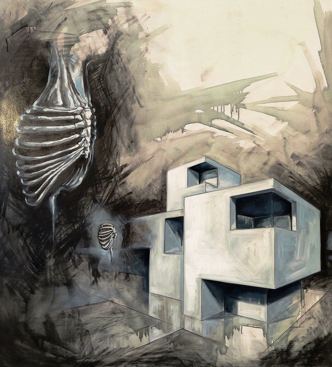Structure I., Original Oil Painting on Canvas, Surreal Painting ...