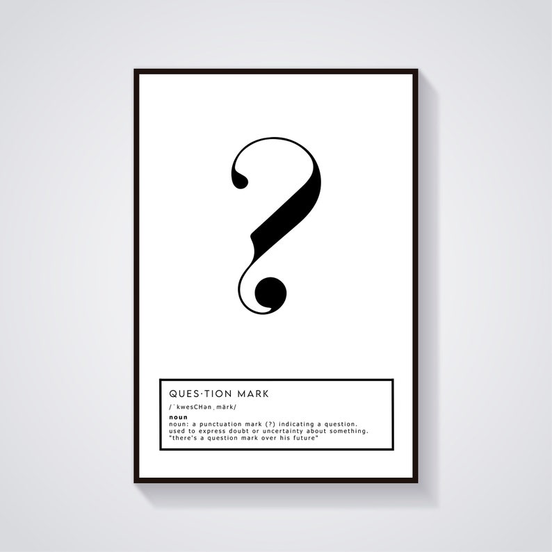 Question Mark Mark Definition Typography Home Décor - Etsy