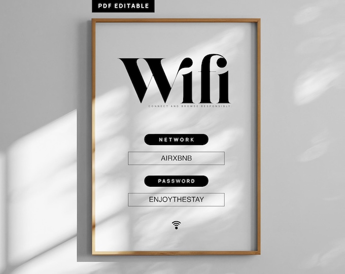 Wifi Details - Editable PDF Wifi Sign Template, Digital Print, Passcode ...