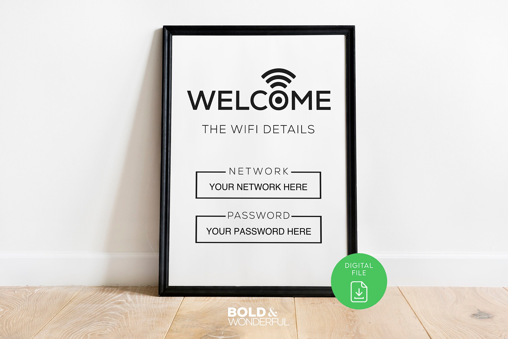 Wifi Welcome Sign Editable PDF Wifi Sign Template, Digital Print, Wifi ...