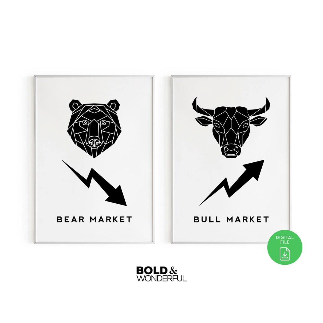 Bull & Bear Market Print // SET OF 2 Prints, Office Print, Printable ...