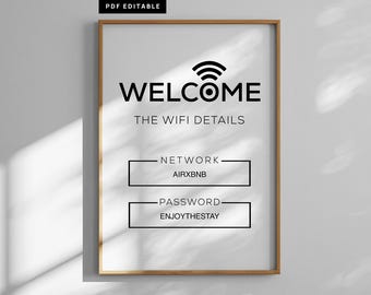 Wifi Details - Editable PDF Wifi Sign Template, Digital Print, Passcode ...