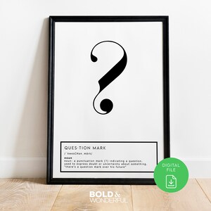 Question Mark Mark Definition Typography Home Décor - Etsy