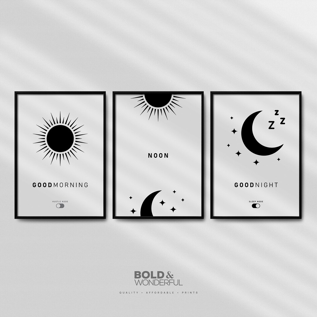 Good Morning Noon Good Night Prints, Bedroom Wall Art (digital Download ...