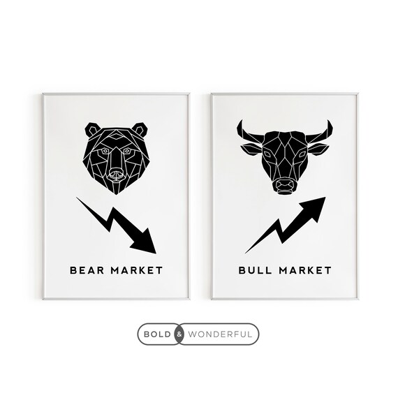 Bull & Bear Market Print // SET OF 2 Prints Office Print - Etsy
