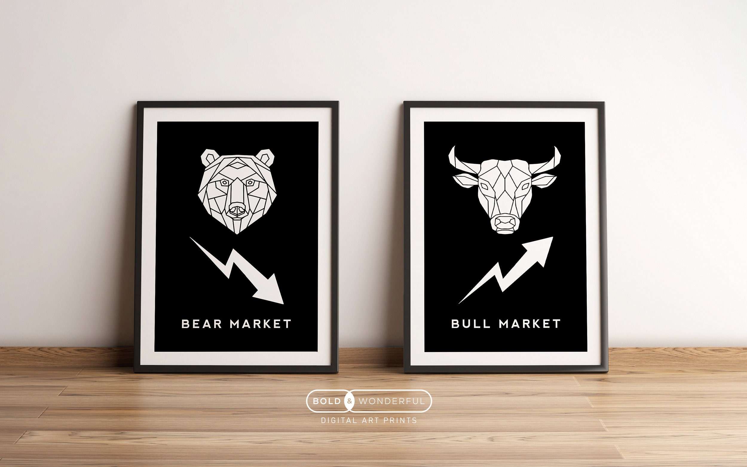 Bull & Bear Market Print Ver.2 // SET OF 2 Prints, Office Print ...