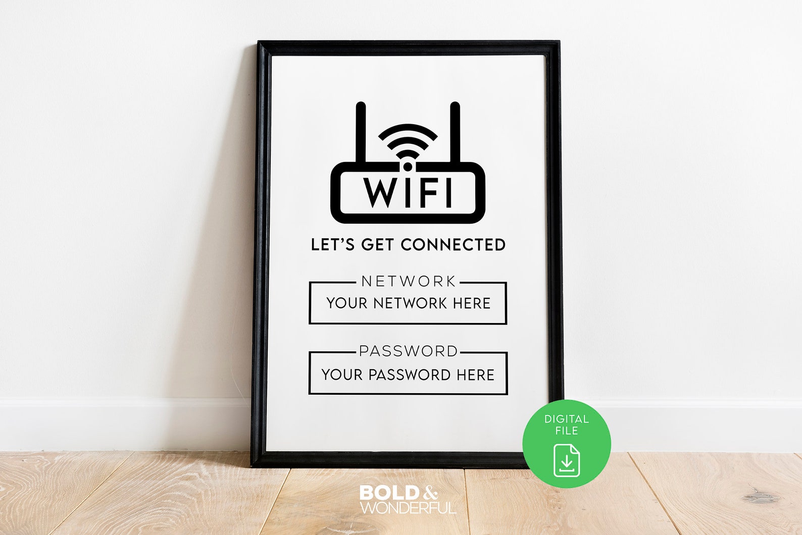 Wifi Let's Get Connected Editable PDF Wifi Sign Template, Digital Print ...