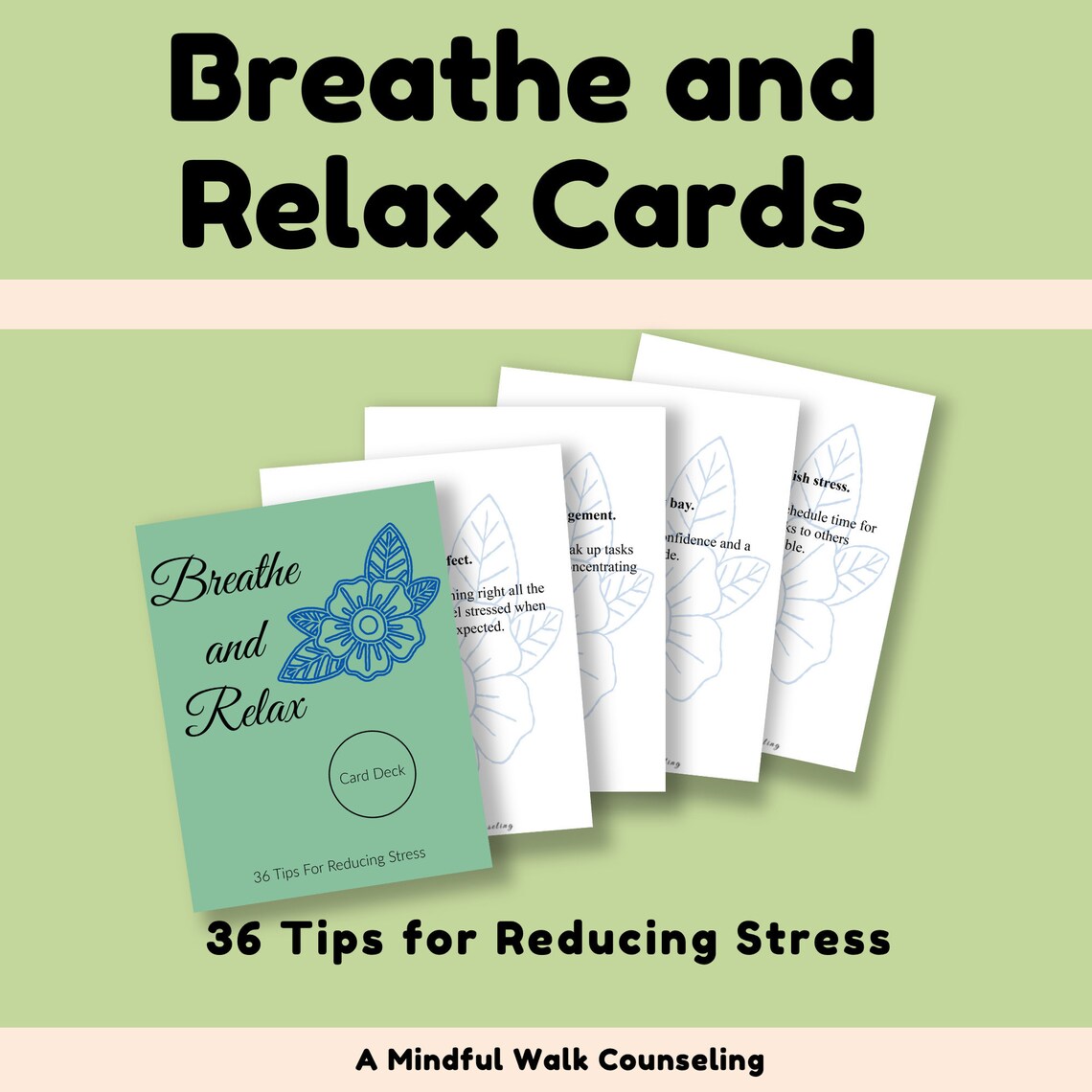 Digital, Printable Breathe and Relax Card Deck, 36 Tips for Reducing ...
