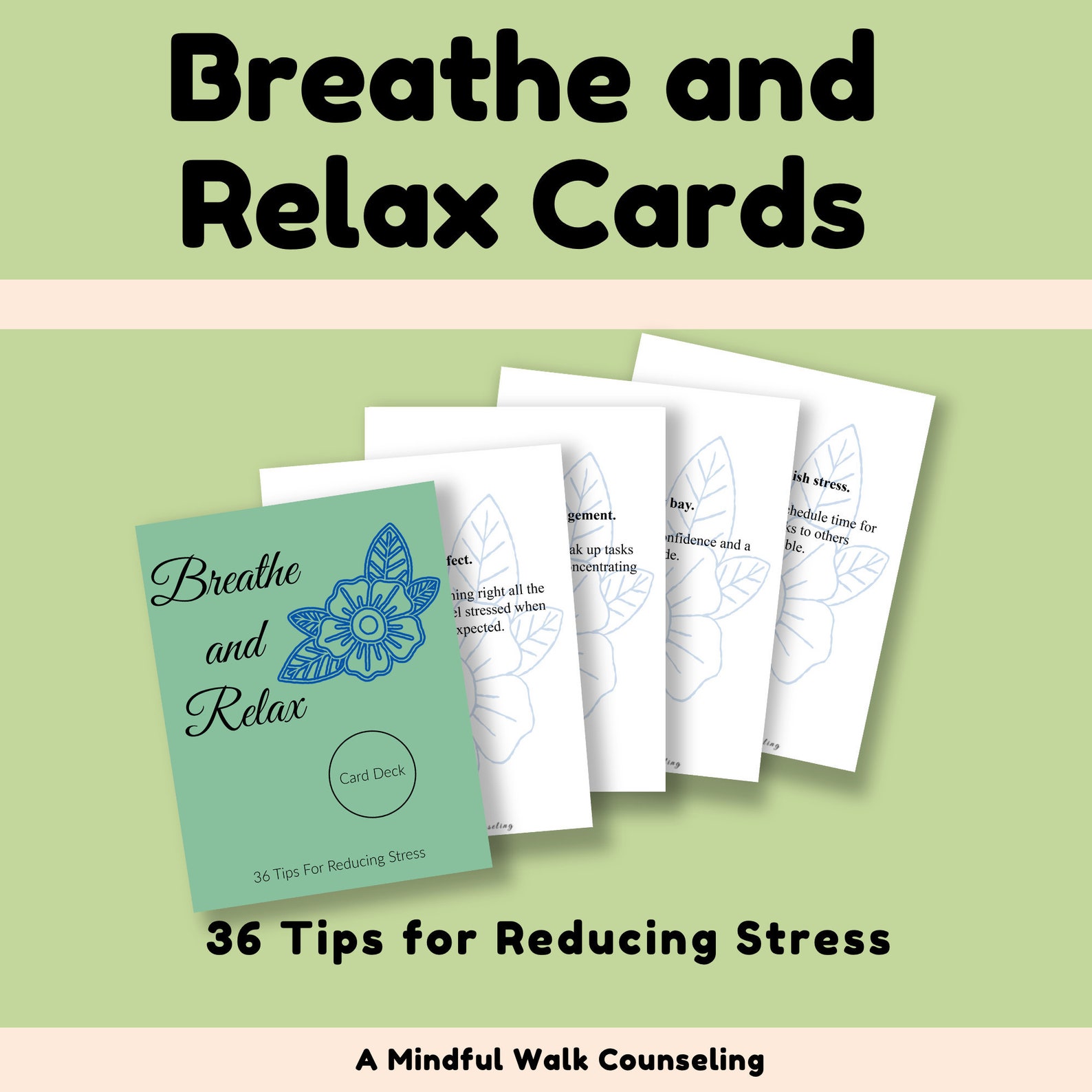 Digital, Printable Breathe and Relax Card Deck, 36 Tips for Reducing ...