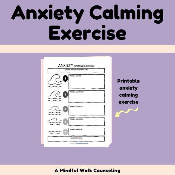 Anxiety Calming Exercise Worksheet | Etsy