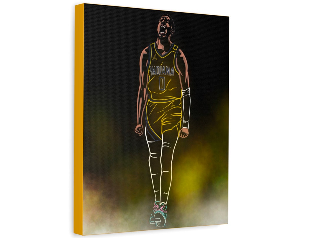 Tyrese Haliburton Art Canvas, Ready to Hang Wrap-around Canvas Poster ...