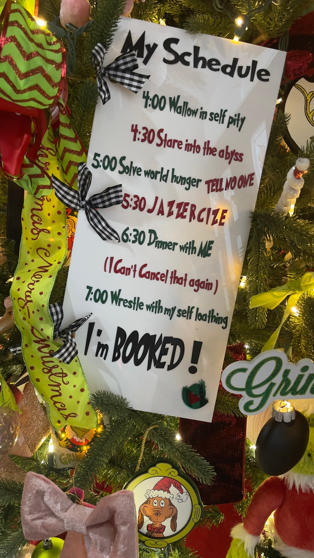 Inspired Grinch Itinerary Sign/grinch Sign /grinchmas/christmas Tree ...