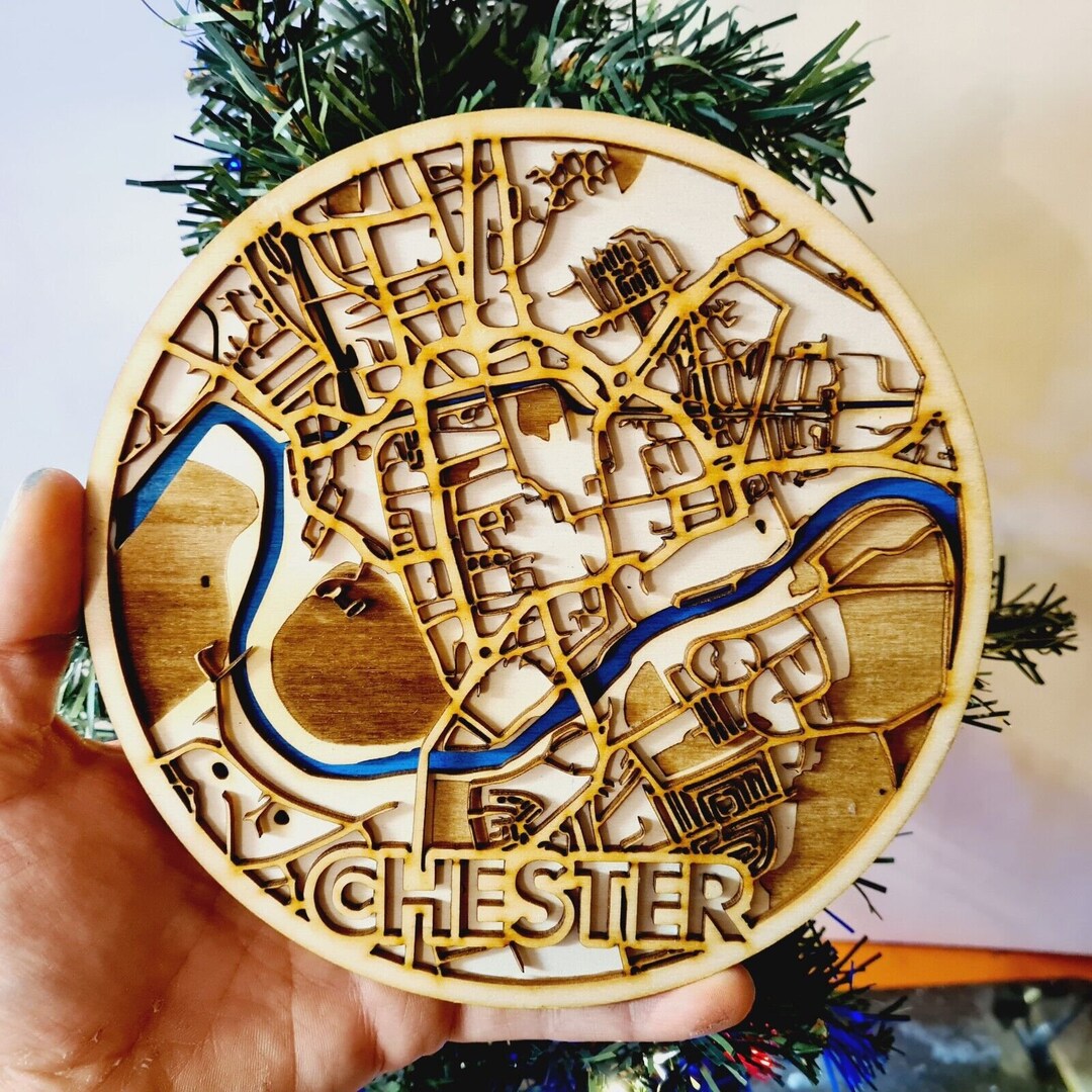 Chester Cheshire Laser Cut Street Maps Wooden Map. Uk Deva - Etsy