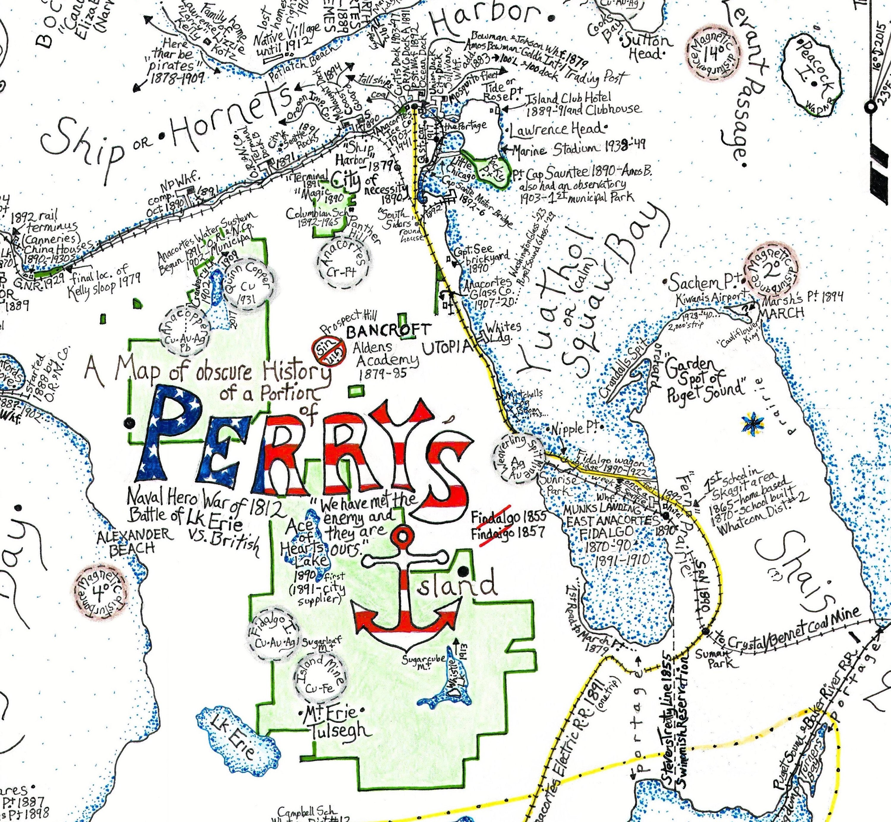 A Map of Obscure History of a portion of Perry's Island. | Etsy