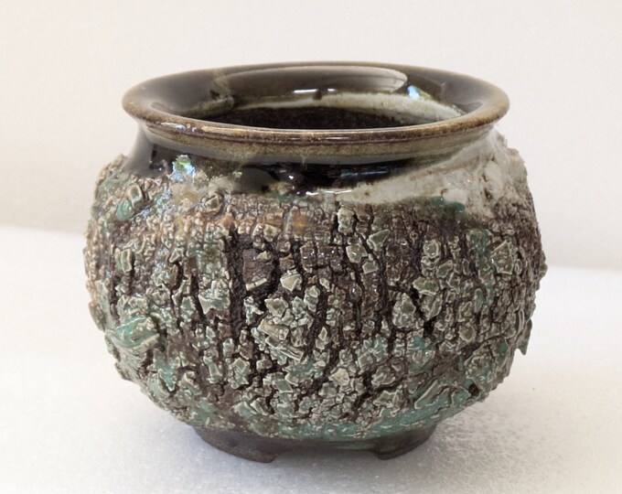 GM022 Handmade Stoneware Cracked Texture Ceramic Succulent Pot, Indoor ...