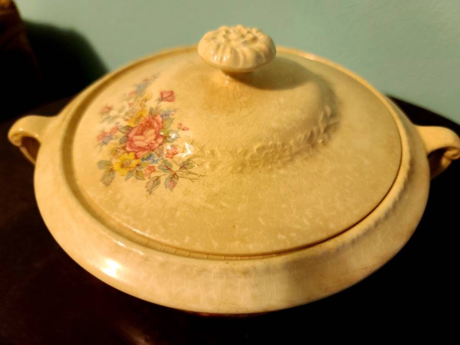 Crown Potteries Co. USA 243 Casserole Dish W/ Floral Design - Etsy