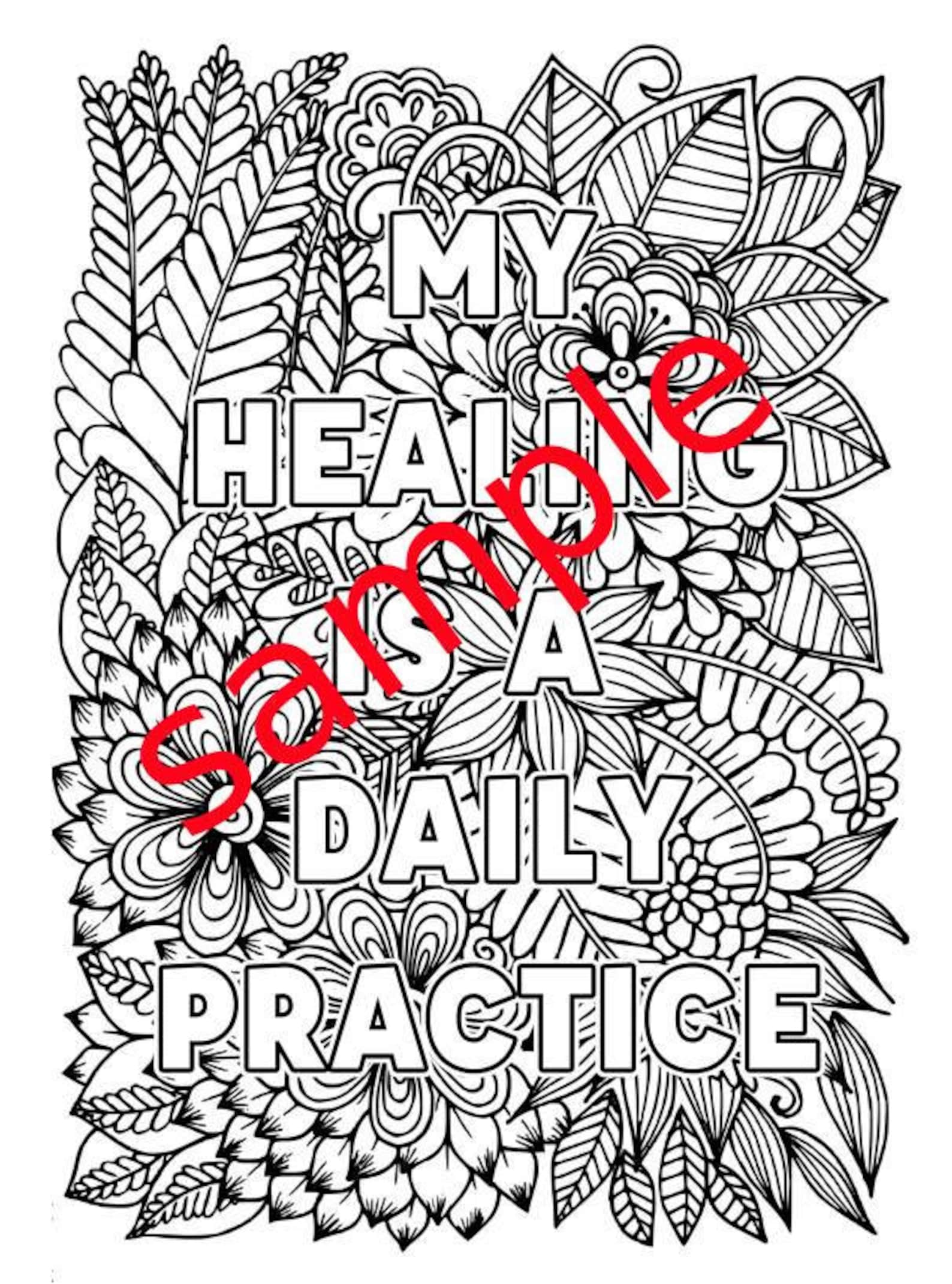 Healing Journey Adult Coloring Pages - Floral Botanical Affirmations ...